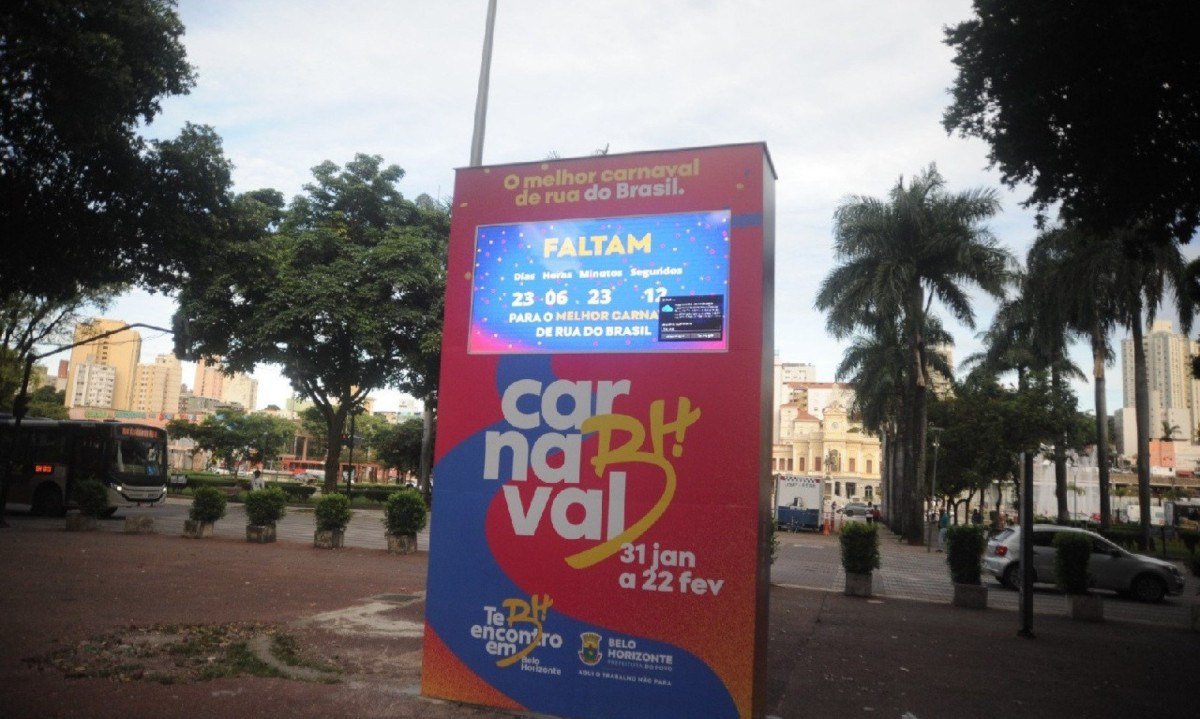 Carnaval 2026: totem inicia contagem regressiva para a folia em BH